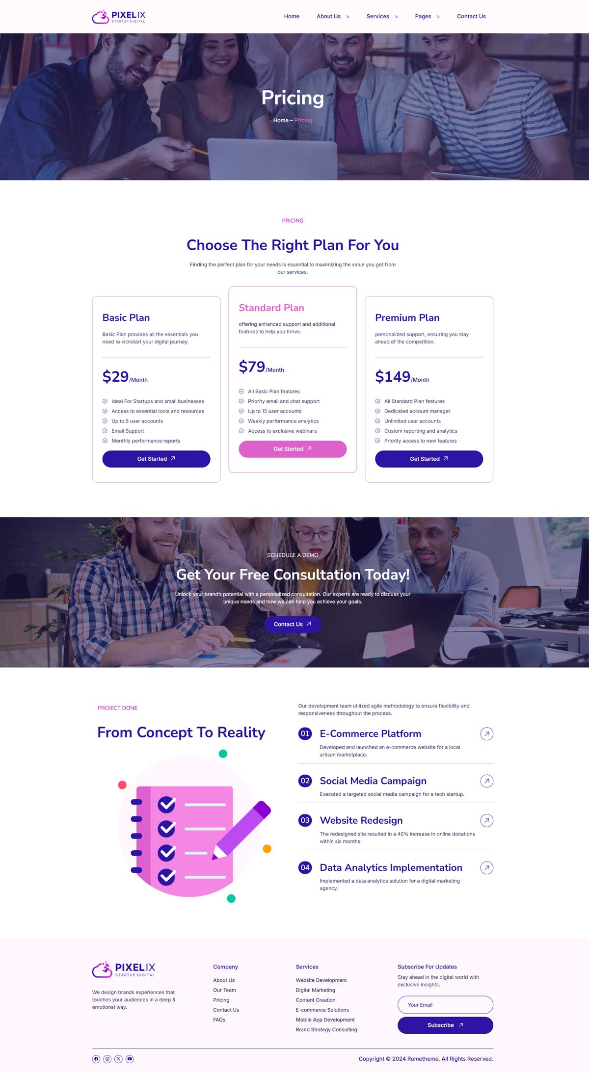 Pixelix - Startup Digital Agency Elementor Template Kit by Rometheme